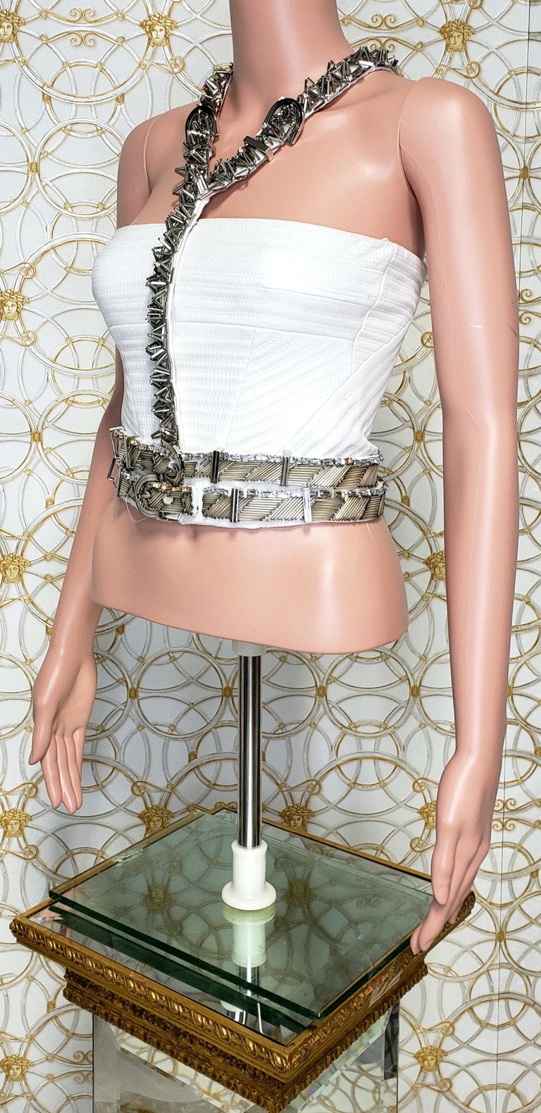 F/W 2013 look # 6 VERSACE white studded top For Sale at 1stDibs