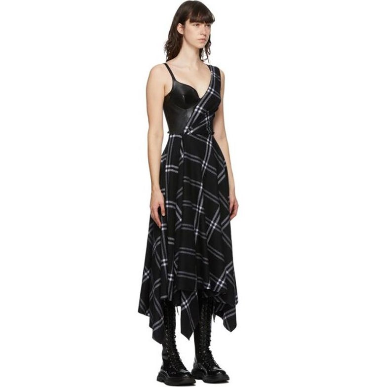 F/W 2020 L# 5 ALEXANDER MCQUEEN BLACK and PURPLE LEATHER CORSET Dress ...