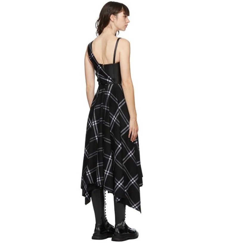 F/W 2020 L# 5 ALEXANDER MCQUEEN BLACK and PURPLE LEATHER CORSET Dress ...