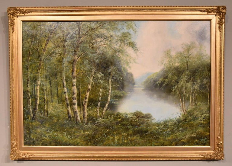 F. Walters - Oil Painting Pair by F. Walters "Spring on the Severn ...