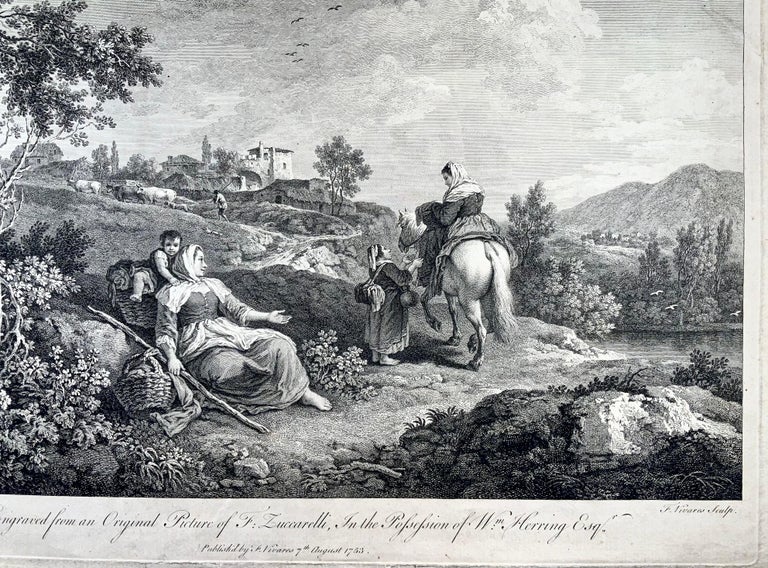 F. Zuccarelli, Italianate Pastoral Scene, Large Impressive Engraving ...