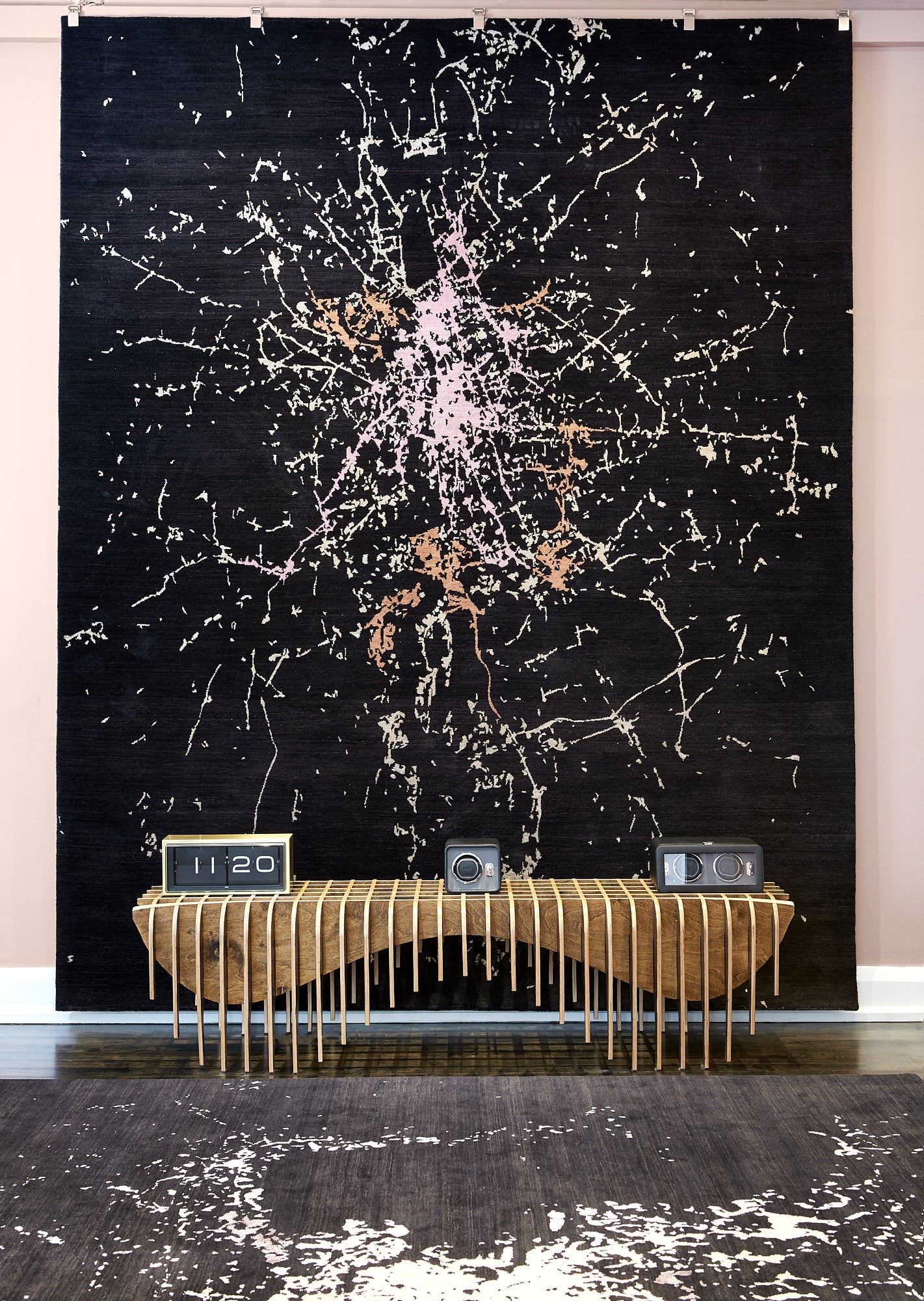 Black White Graph Check Wool Area Rug 5x8 For Sale at 1stDibs | wool ...