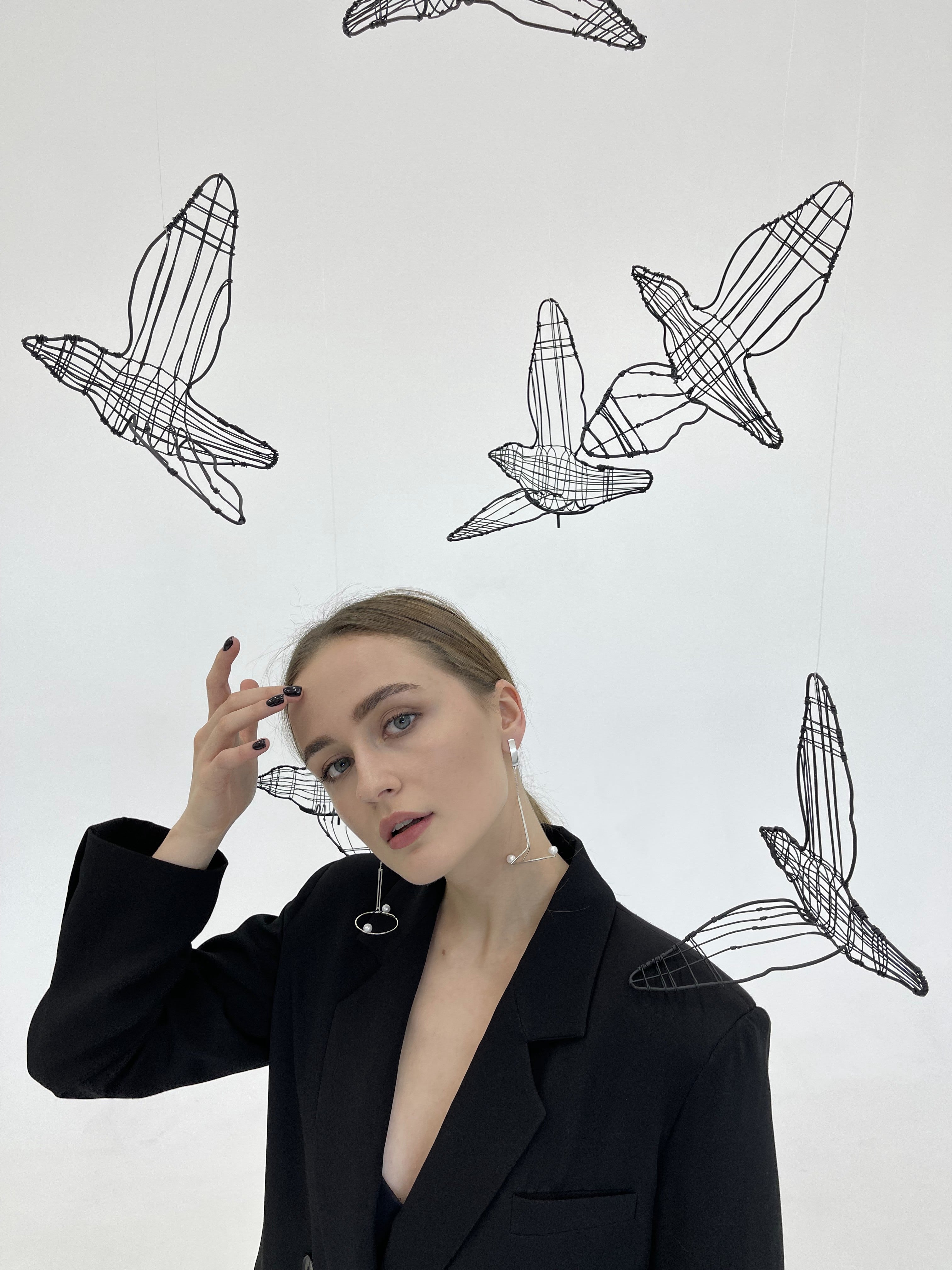 Set of Two "Flight Shadows" Decoration, Handcrafted Metal Sculpture by ...