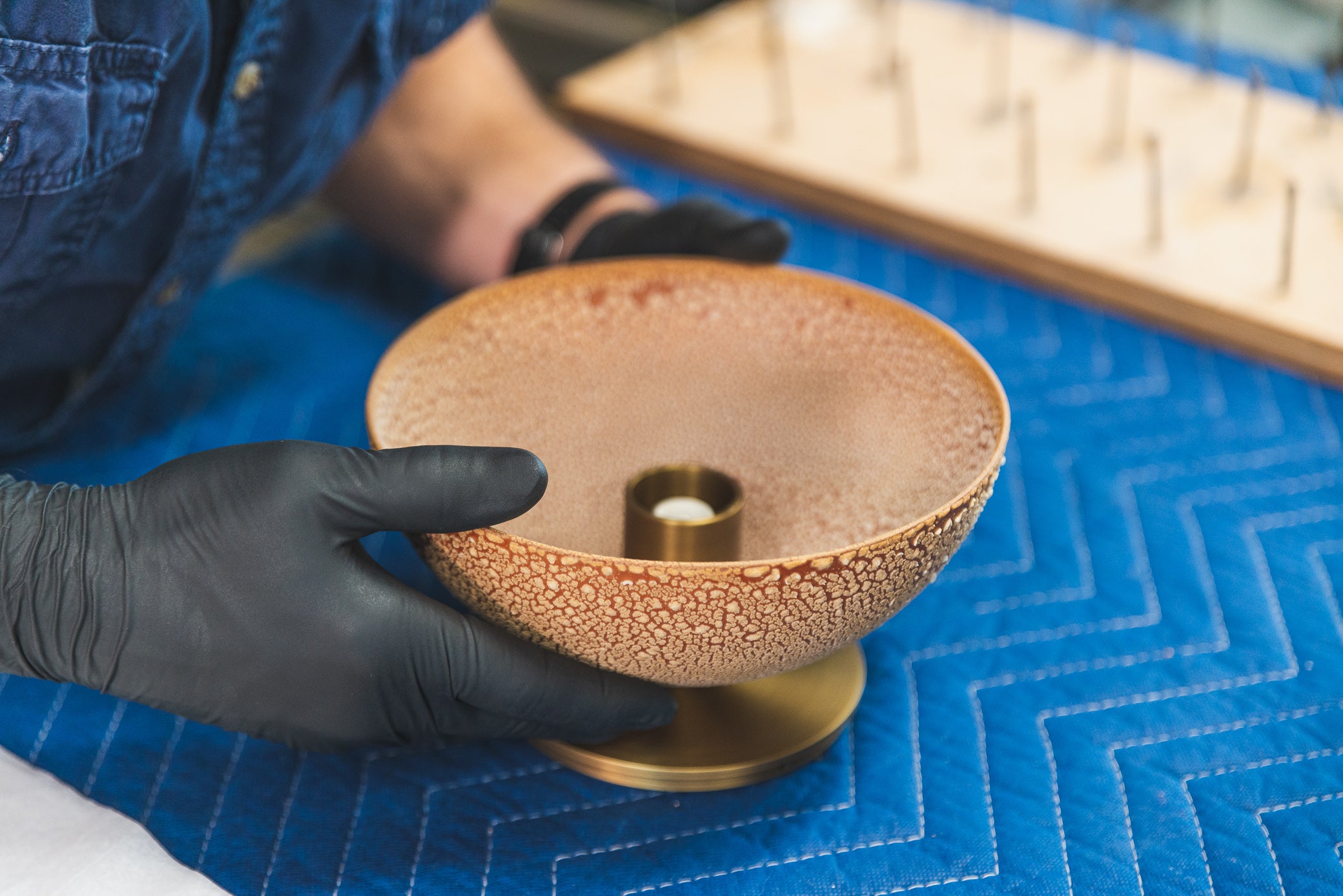 Emmet Wall Sconce, Small, in Glazed Terracotta and Brass by Pax ...