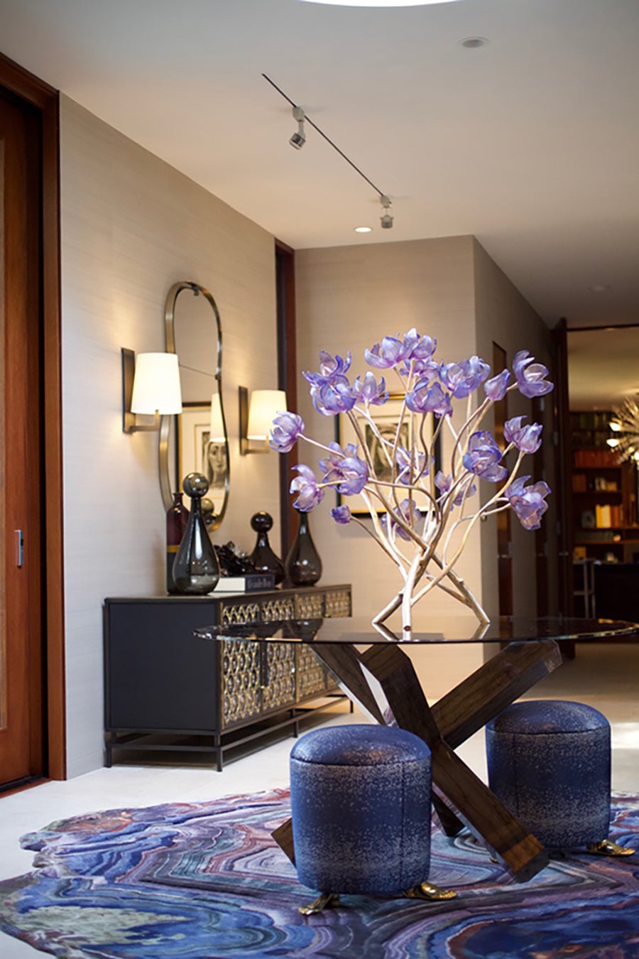 Elizabeth Lyons Hand Blown and Sculpted Glass, Steel Blue Bottle-Head ...