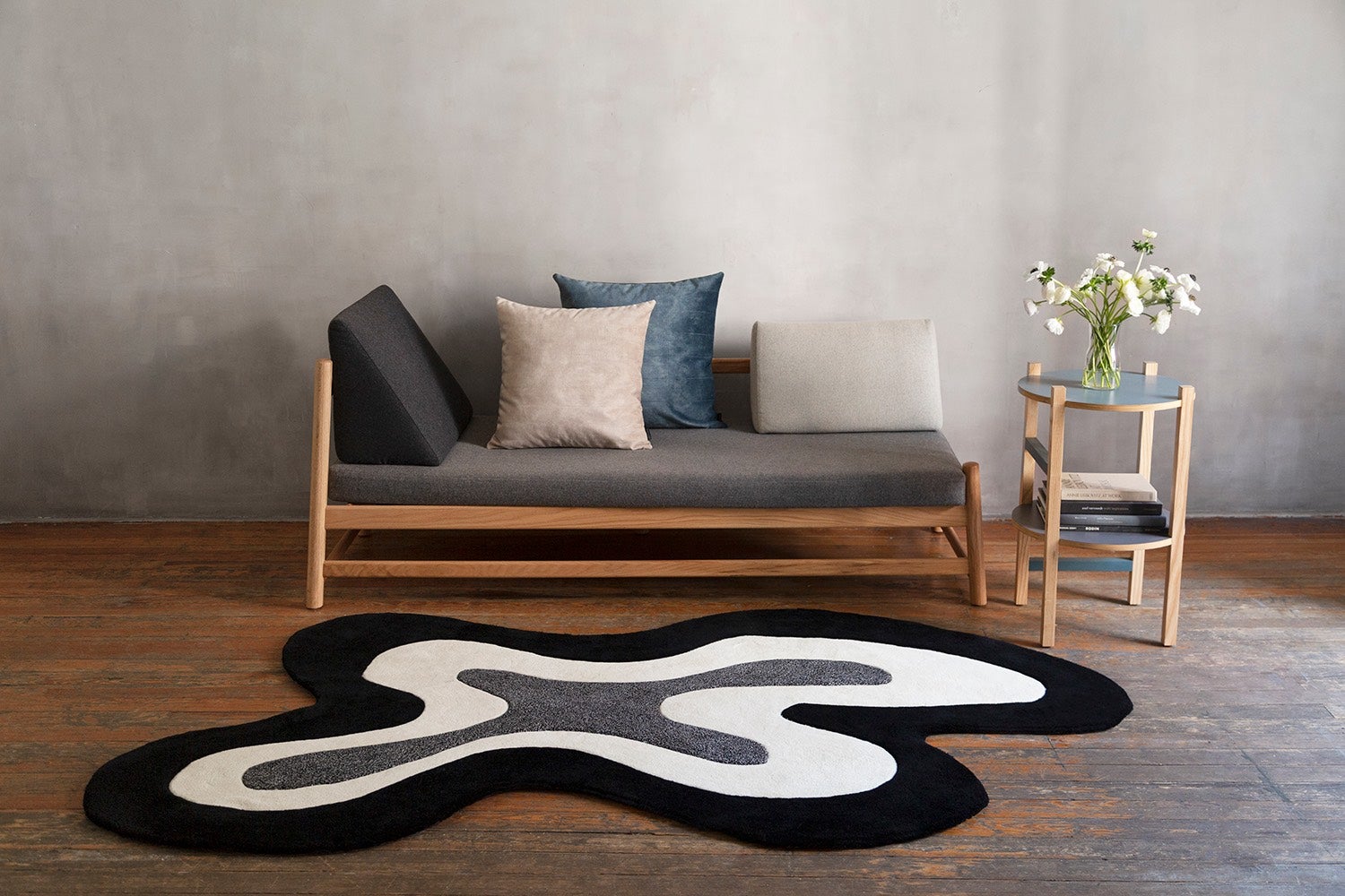 "Circular Niwa" 100% Wool Modular Contemporary Rug, Mexican Design For ...