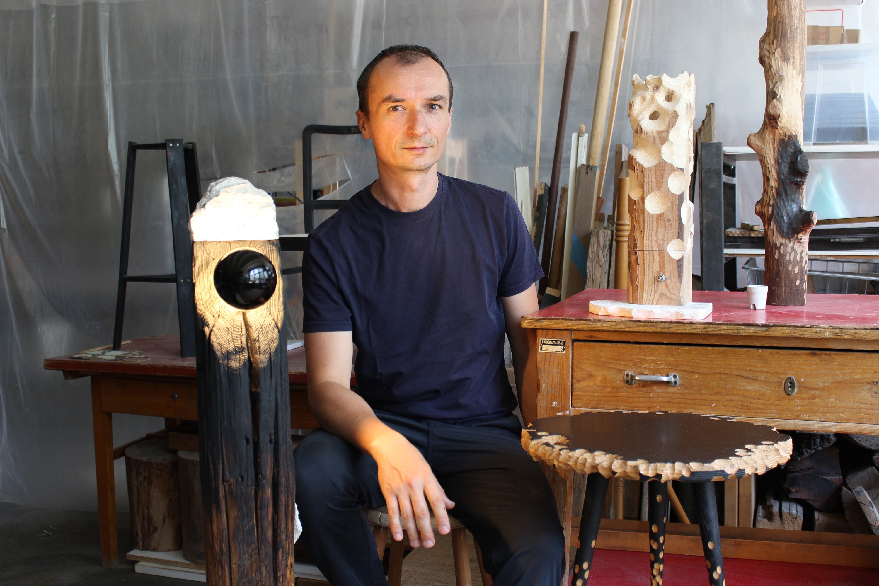 Totem - Sculptural Lighting, Floor Lamp from Reclaimed Burned Wood and ...