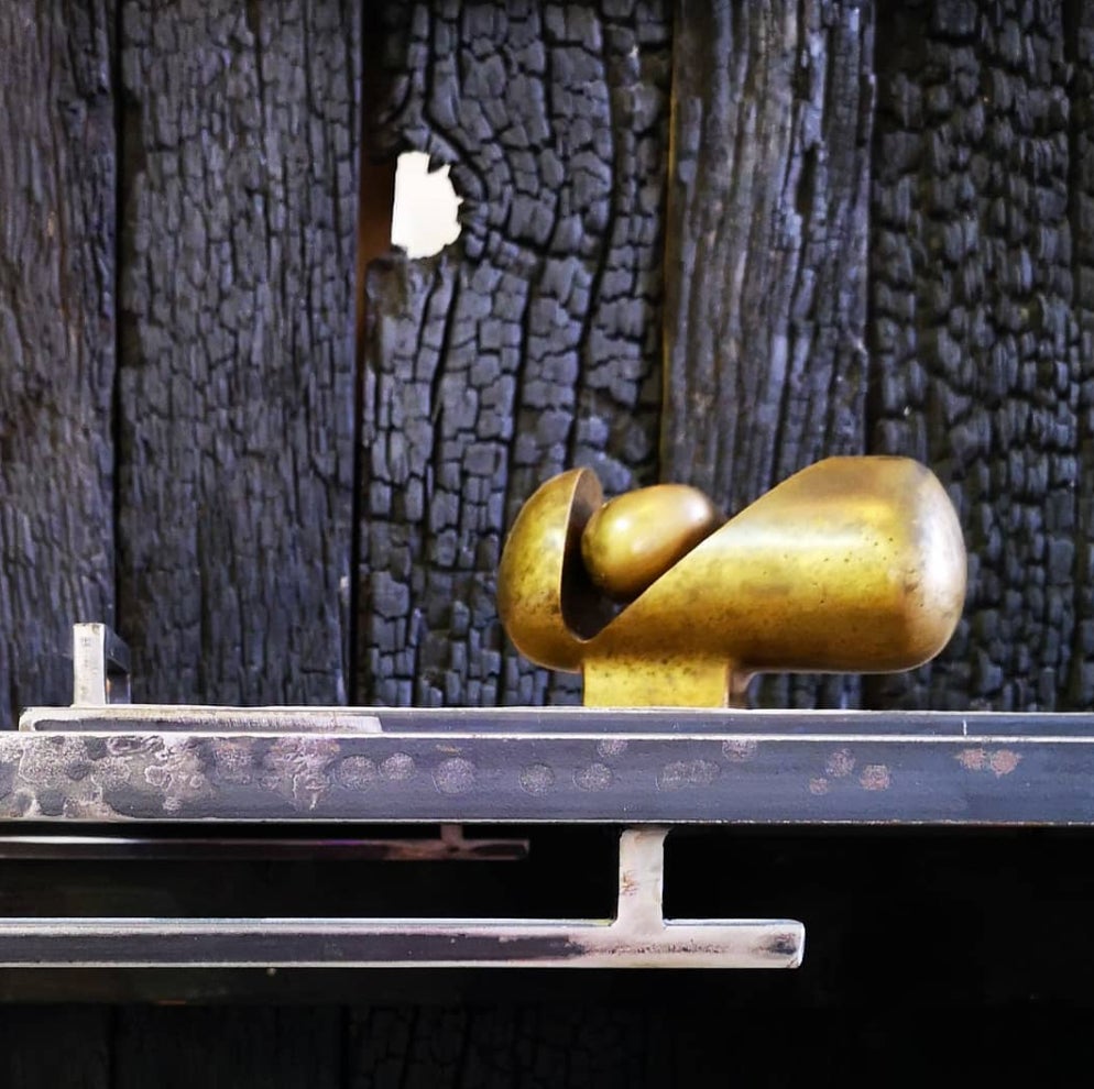 Velcha sideboard with antic burnt wood For Sale at 1stDibs