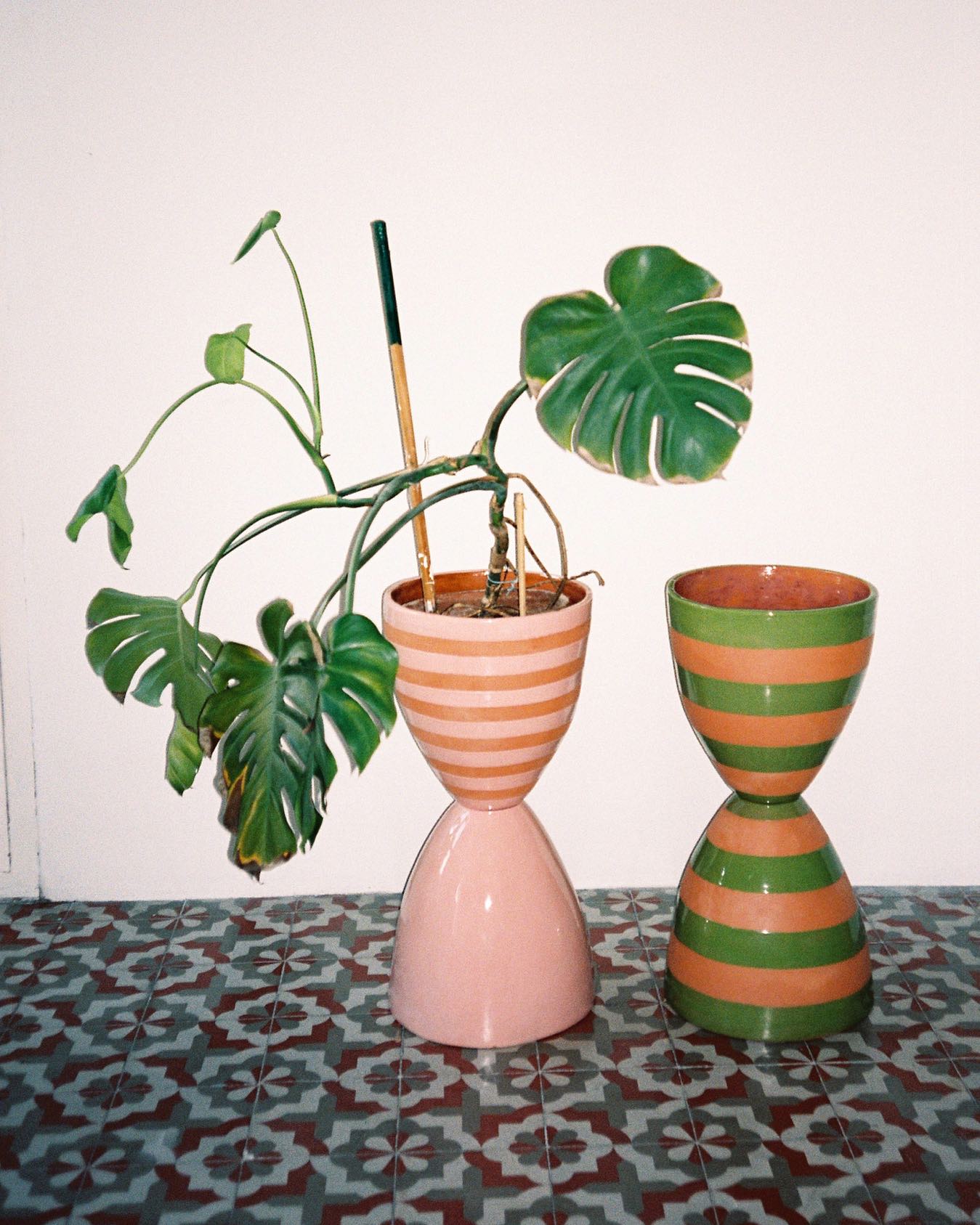 Tall Santa Vase made in Spain with Hand Marbled White and Terracotta ...