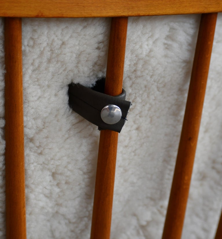 Faarstrup 1950 Low Backrest Spindle Back Rocking Chair with Shearling ...