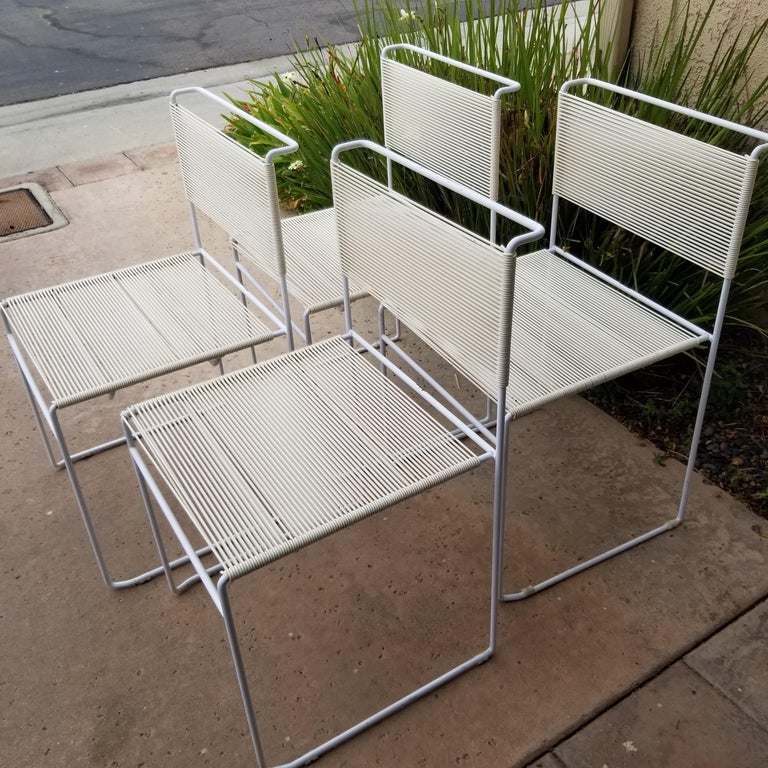 Set of Four White Spaghetti Chairs by Giandomenico Belotti Flyline ...