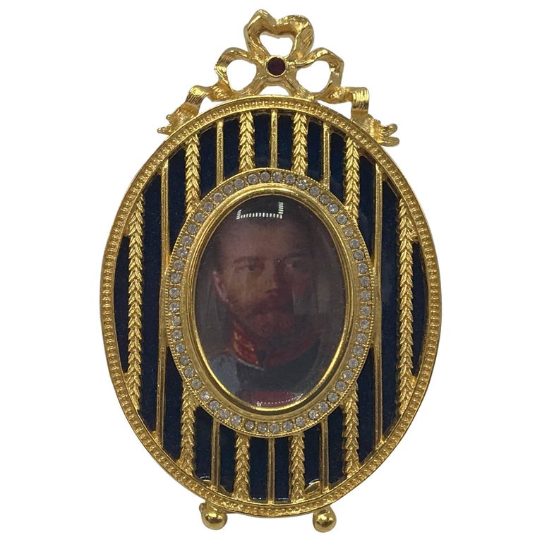 Fabergé Blue Enamel Oval Picture Frame at 1stDibs