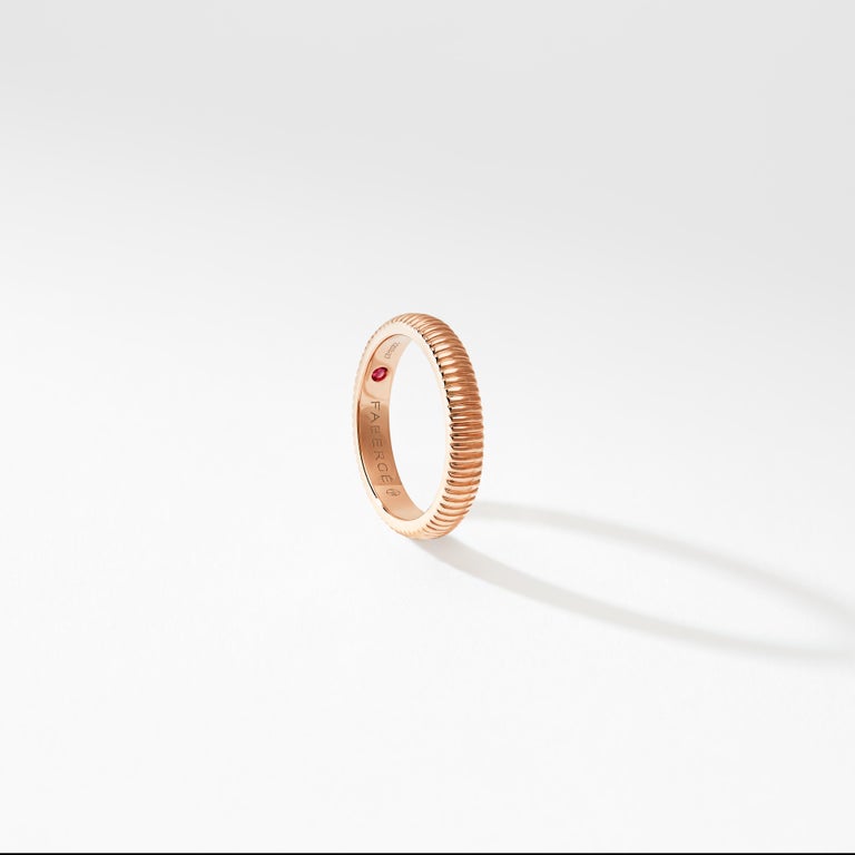 Customizable Fabergé 18 Karat Rose Gold Fluted Wedding Band Ring For ...