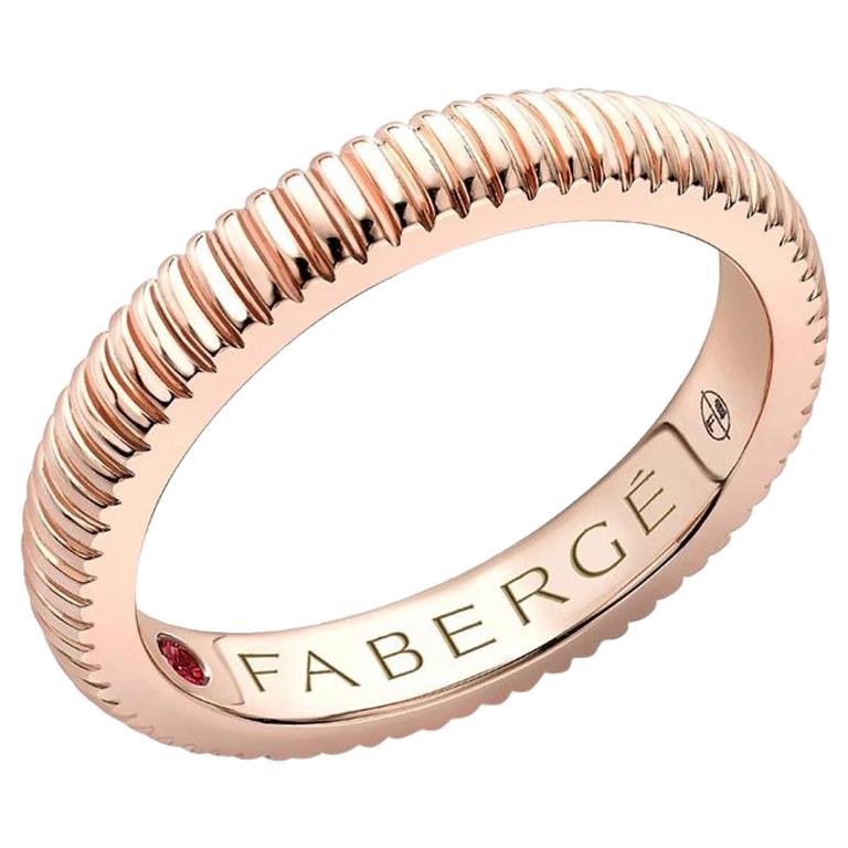Fabergé 18 Karat Rose Gold Fluted Wedding Band Ring For Sale at 1stDibs