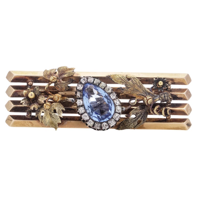 Faberge 19th-century Russian brooch 56 (14kt.) gold with diamonds and ...