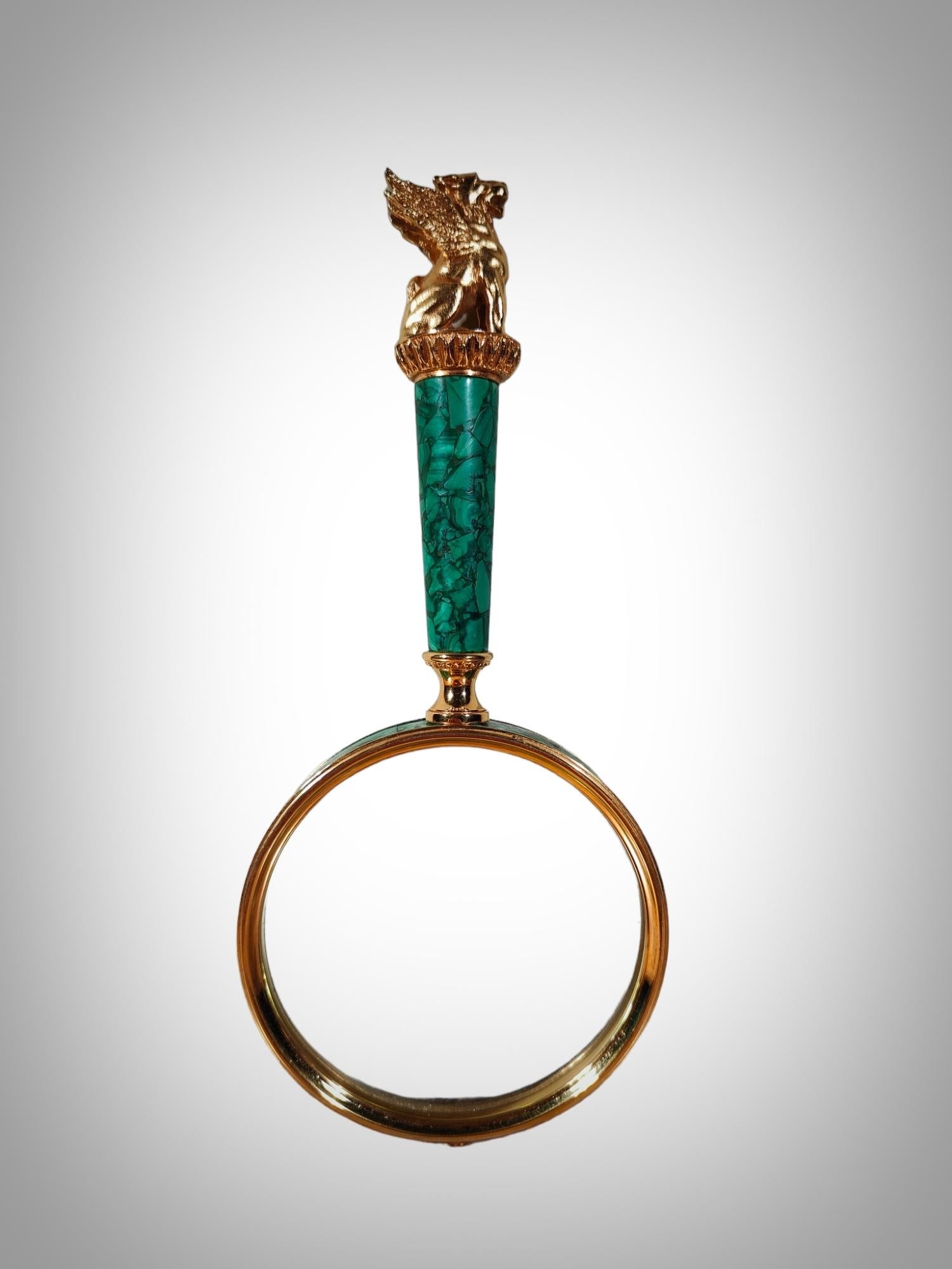 Faberge 20th Century Malachite Magnifying Glass For Sale at 1stDibs