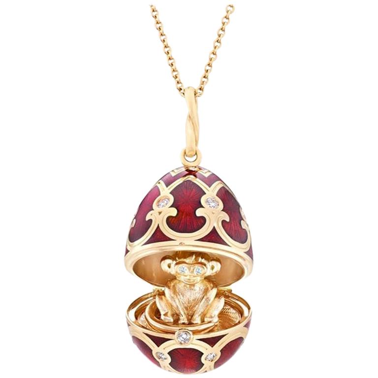 Fabergé Yellow Gold Red Guilloché Enamel Year of the Tiger Locket ...