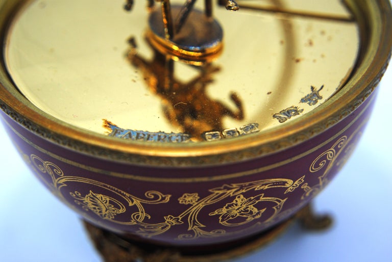 Modern Faberge Crystal Egg Sterling Silver Gold-Plated with Riding ...