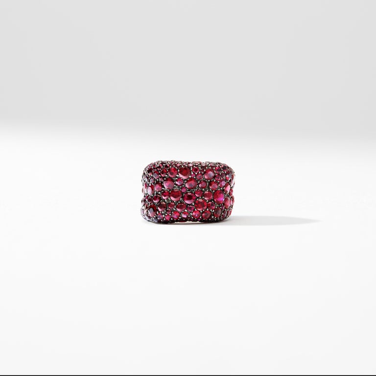 Customizable Fabergé Emotion 18k Yellow Gold Ruby Encrusted Chunky Ring ...
