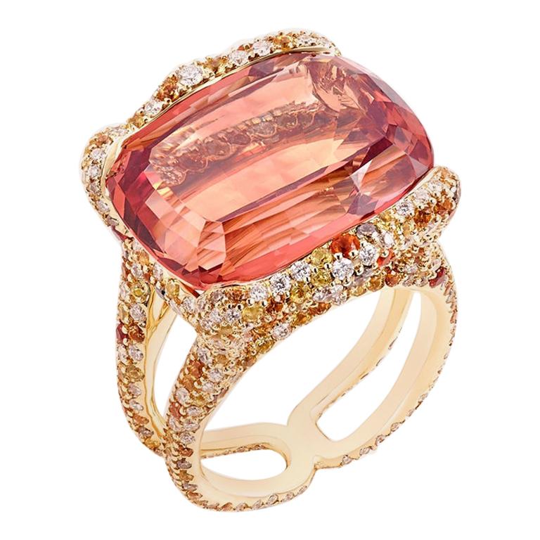 Fabergé Katharina 18K Yellow Gold 21.17ct Topaz Ring With Diamonds ...