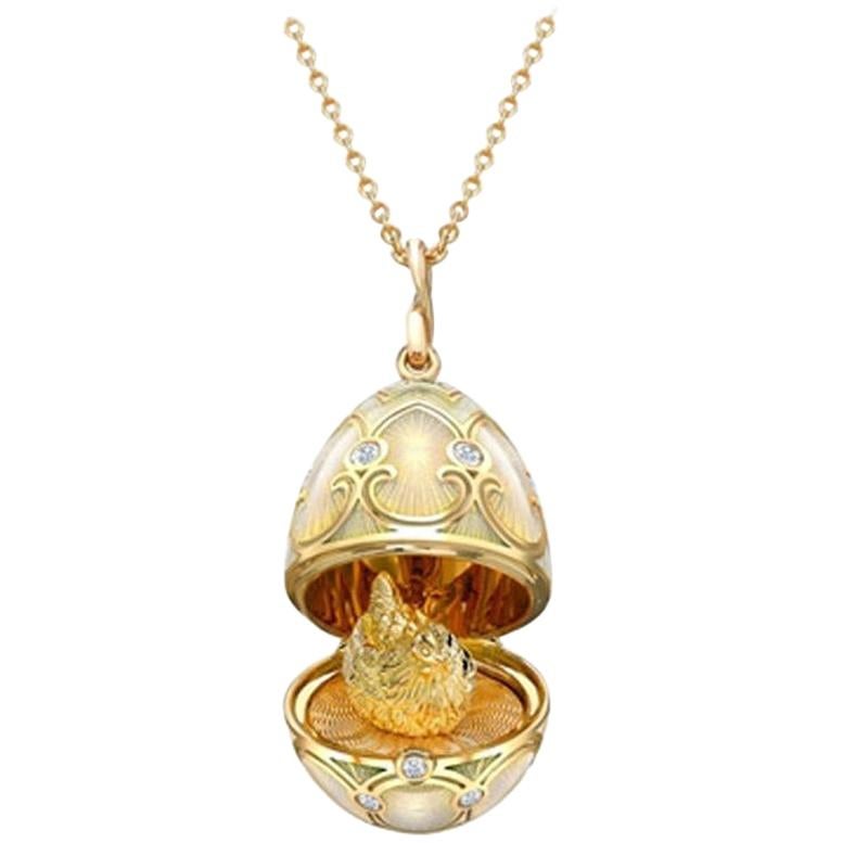 Fabergé Palais Tsarskoye Selo Yellow Gold Locket with White Enamel For ...