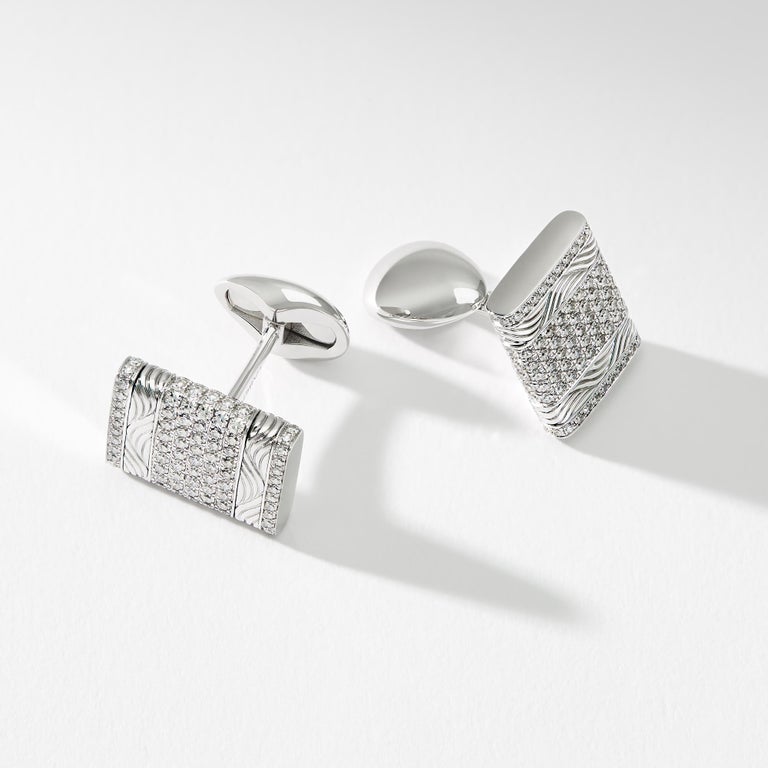 Fabergé Pavel 18K White Gold Rectangular Diamond Cufflinks For Sale at ...