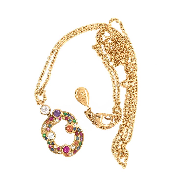 Modern Fabergé Rococo 18 Karat Yellow Gold Multicolored Pendant ...