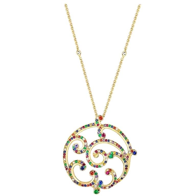 Fabergé Rococo Yellow Gold Multicoloured Gemstone Grand Pendant For ...