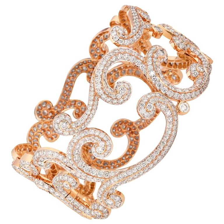 Fabergé Rococo Rose Gold Diamond Bracelet, US Clients For Sale at 1stDibs