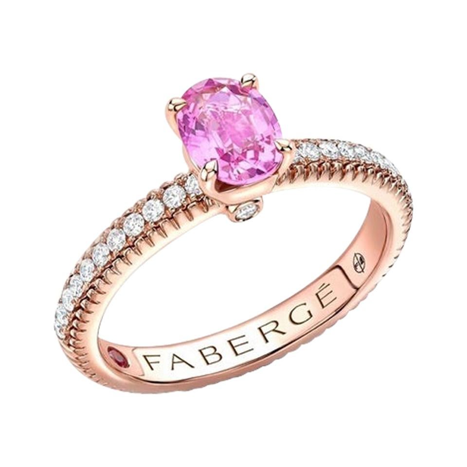 Fabergé White Gold Blue Sapphire Fluted Ring with Sapphire Shoulders ...