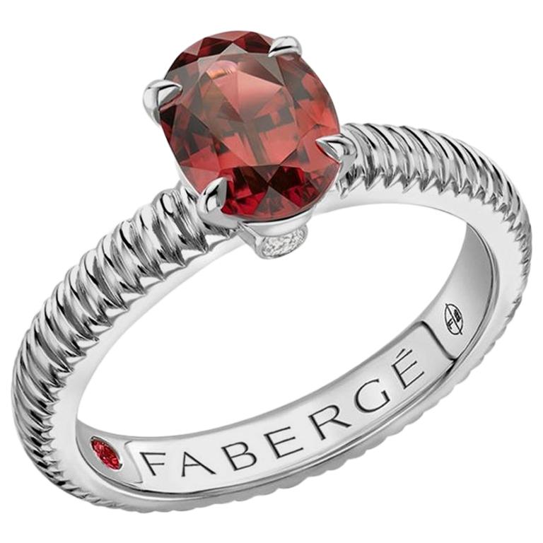 Fabergé Sterling Silver Oval Rhodolite Garnet Fluted Ring For Sale at ...