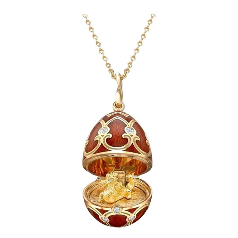 Fabergé Yellow Gold Red Guilloché Enamel Year of the Tiger Locket ...
