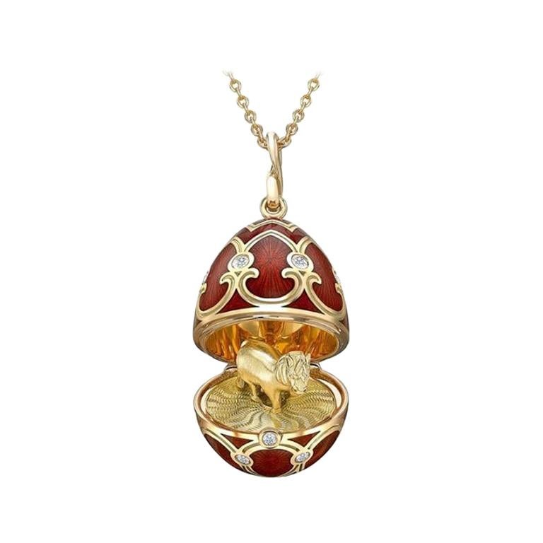 Fabergé Yellow Gold Red Guilloché Enamel Year of the Tiger Locket ...