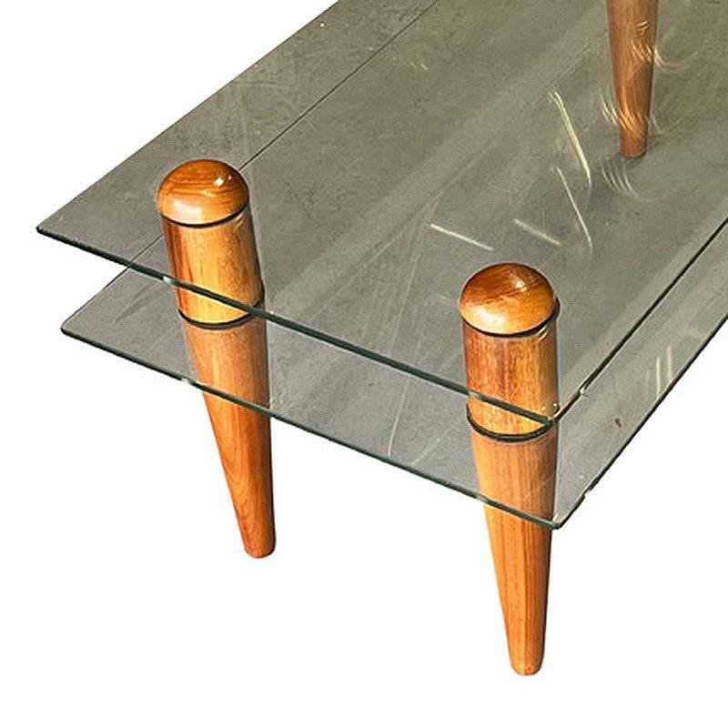 Fabio Lenci inspired Floating Glass Walnut Coffee Table For Sale at 1stDibs