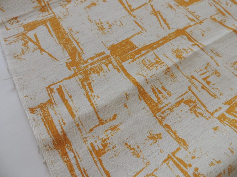 Fabric by the Yard: Printed Linen Yellow and Natural Abstract Fabric ...