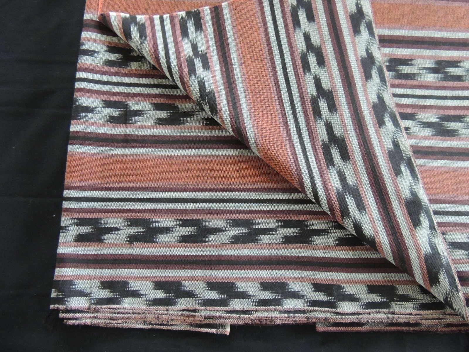 Fabric by The Yard Vintage Orange and Black Woven Ikat Textile For Sale ...
