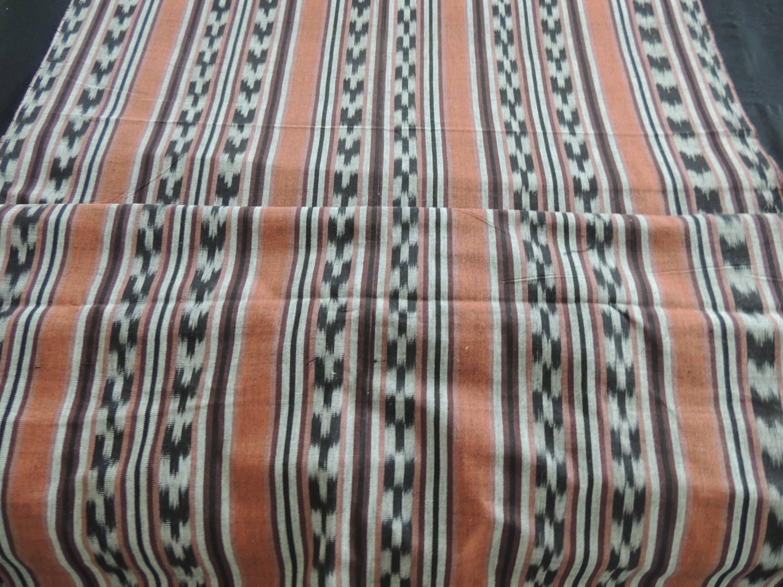 Fabric by The Yard Vintage Orange and Black Woven Ikat Textile For Sale ...