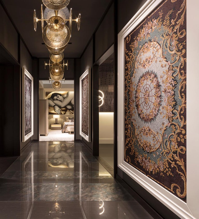 Fabric Tapestry with Artistic Rug Design Upholstered Panel on Demand ...