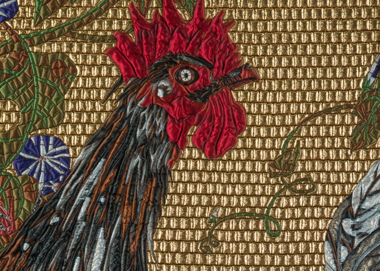 Fabric Tapestry with Rooster Design Upholstered Panel on Demand For ...