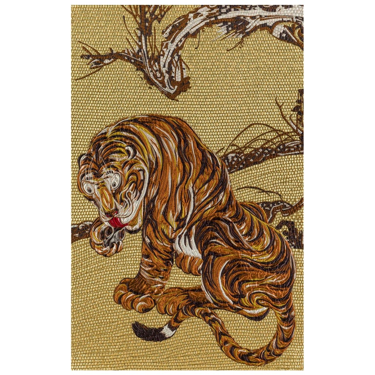 Fabric Tapestry with Tiger Design Upholstered Panel on Demand For Sale ...