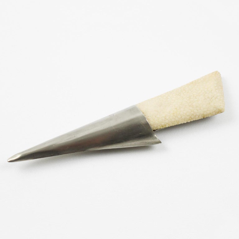 Fabrice Paris Art Deco Inspired Shagreen and Metal Pin Brooch For Sale ...