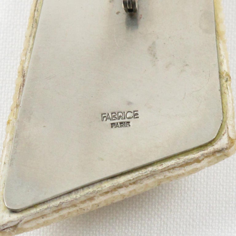 Fabrice Paris Art Deco Inspired Shagreen and Metal Pin Brooch For Sale ...