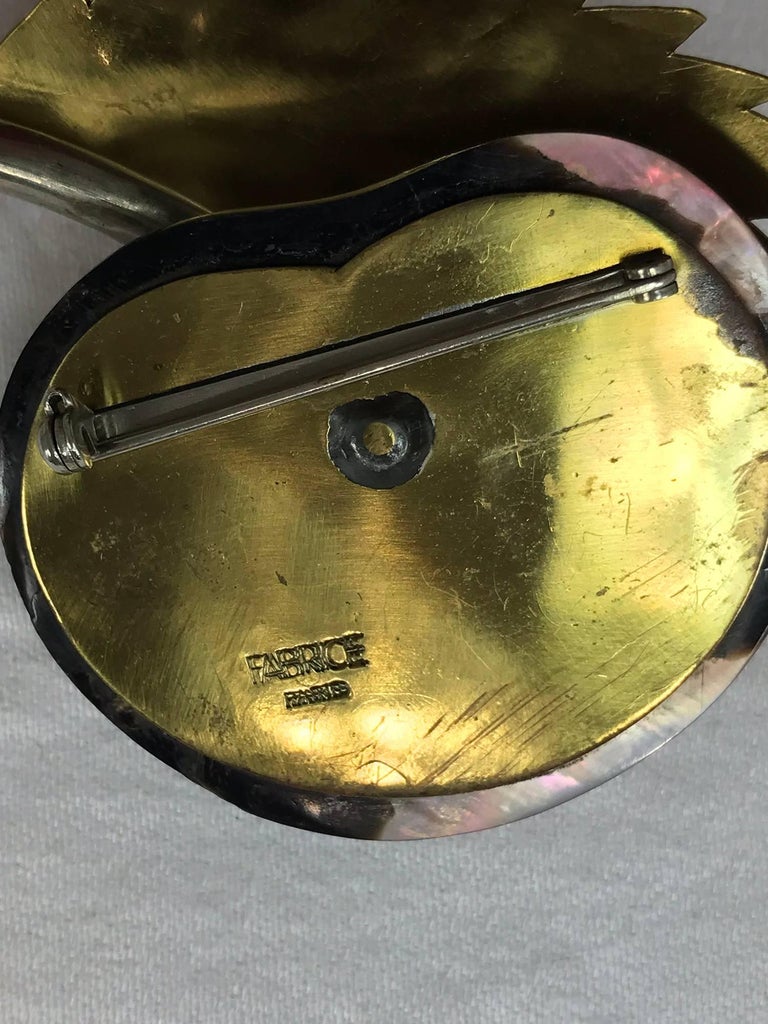 Fabrice Paris large mother of pearl fruit and leaf pin For Sale at ...