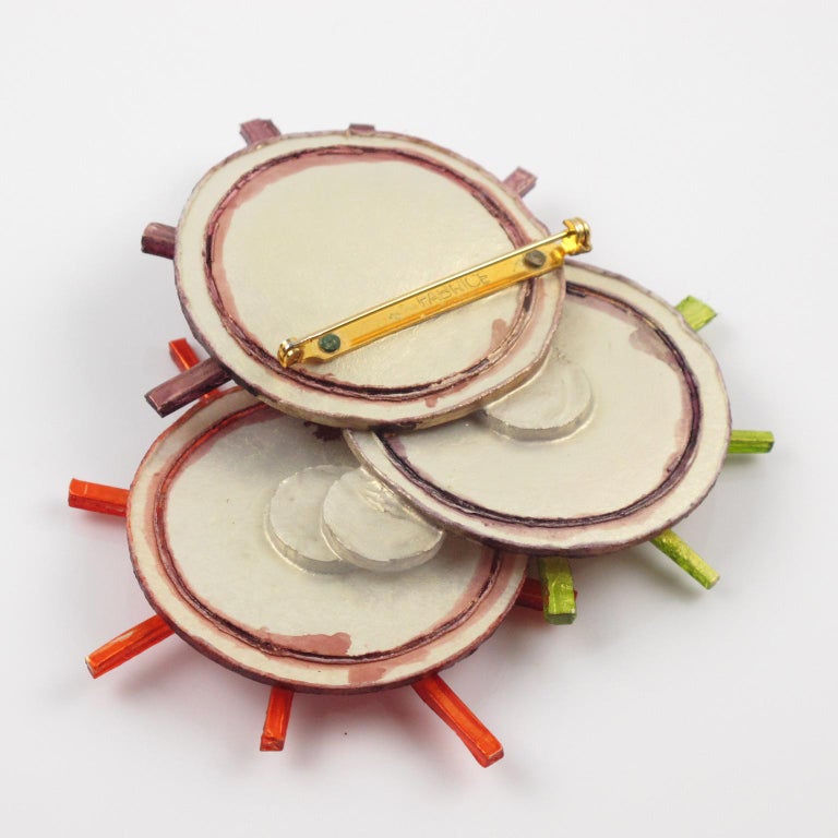 Fabrice Paris Multicolor Wheels Resin Brooch Pin For Sale at 1stDibs
