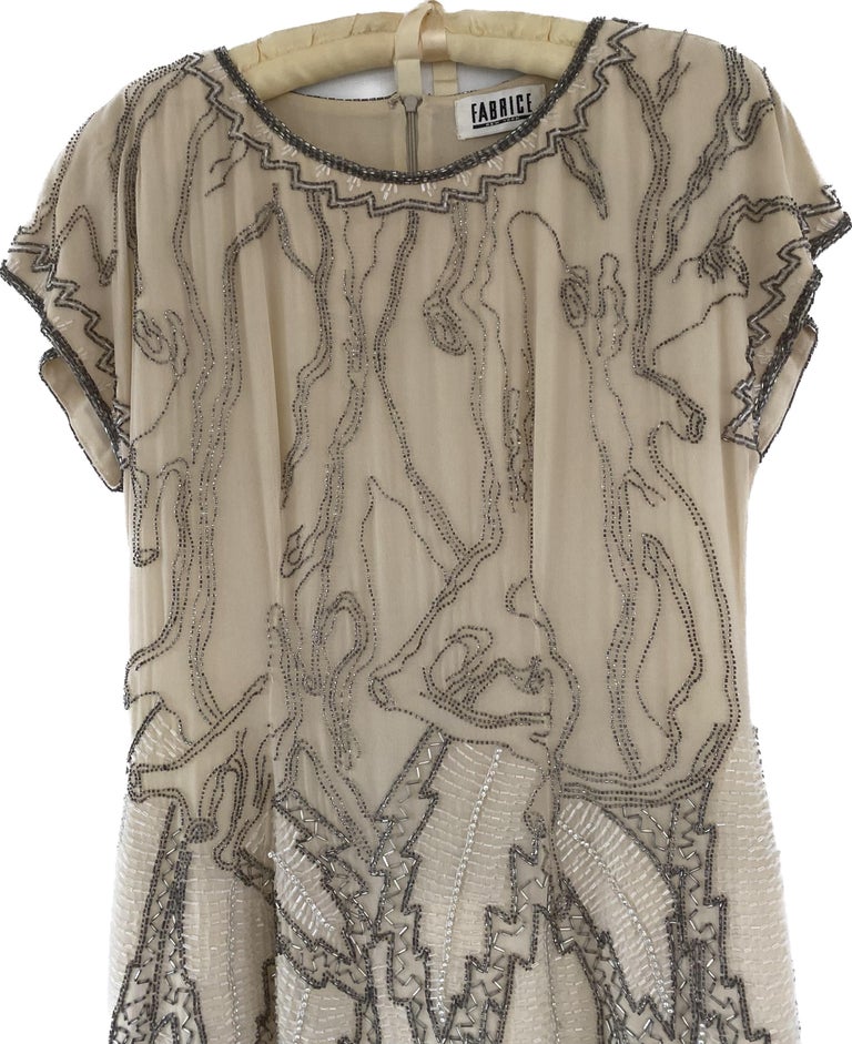 Fabrice Simon 1980s Beaded Silk Mini Cocktail Dress For Sale at 1stDibs