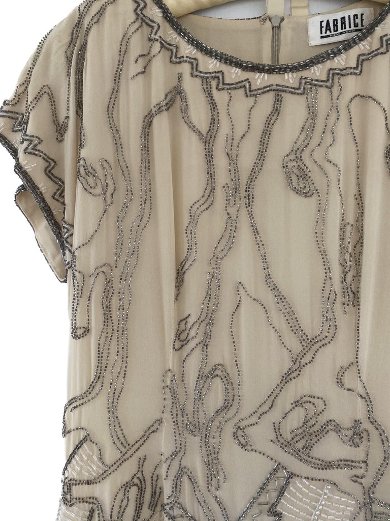 Fabrice Simon 1980s Beaded Silk Mini Cocktail Dress For Sale at 1stDibs