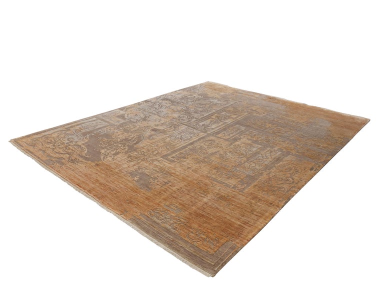 FABULEUX Hand Knotted French Rococo Inspired Rug, Blue and Taupe ...