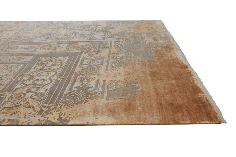 FABULEUX Hand Knotted French Rococo Inspired Rug, Blue and Taupe ...