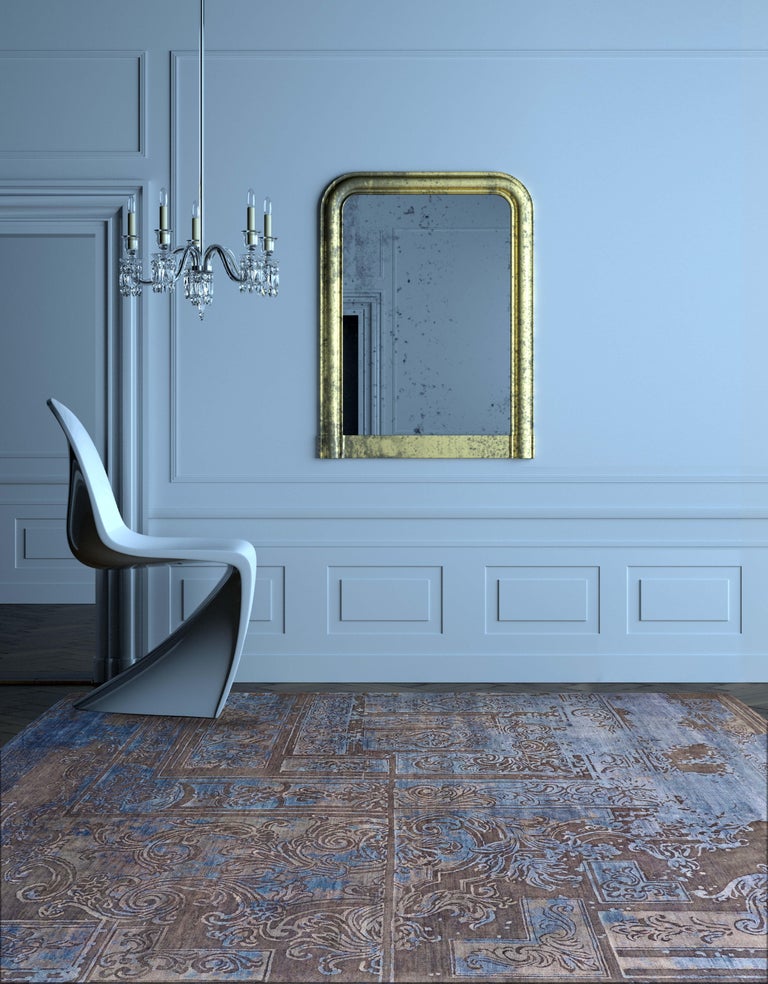 FABULEUX Hand Knotted French Rococo Inspired Rug, Blue and Taupe ...