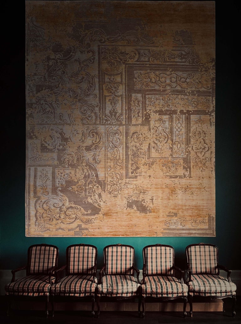 FABULEUX Hand Knotted French Rococo Inspired Rug, Blue and Taupe ...